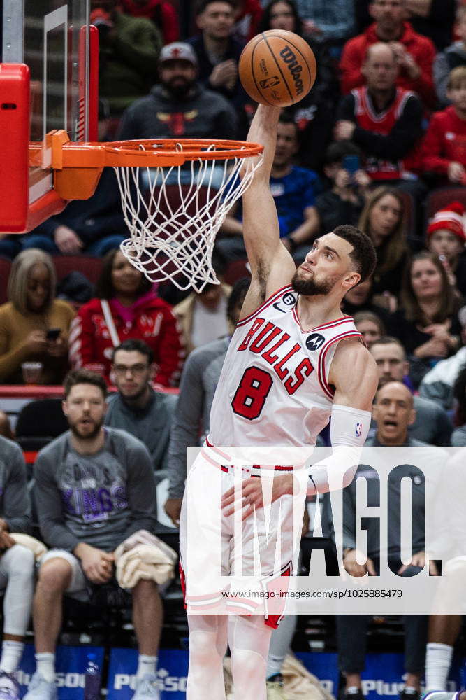 Chicago, USA, March 15, 2023: Zach LaVine (8 Chicago Bulls) dunks the ...