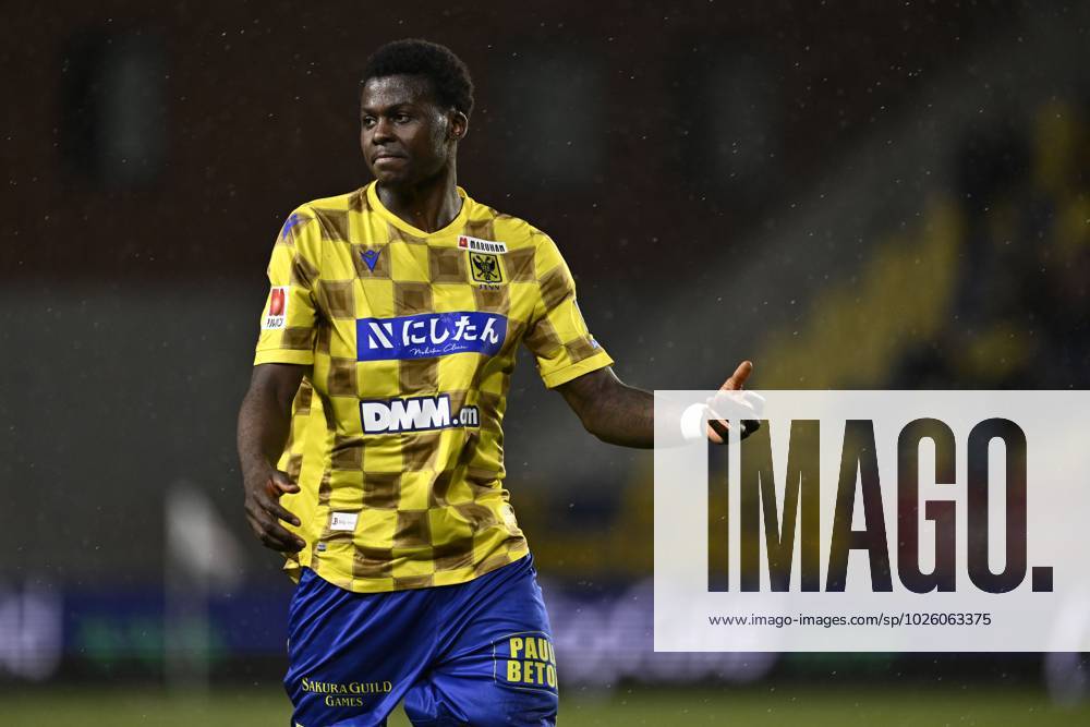 STVV s Frank Boya reacts during a soccer match between Sint-Truidense ...
