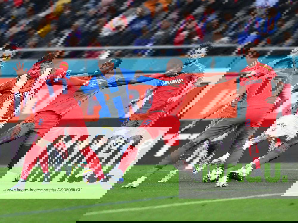 Jovan Markovic scores a goal past Adrian Gheorghe Sut, Joyskim Aurelien ...