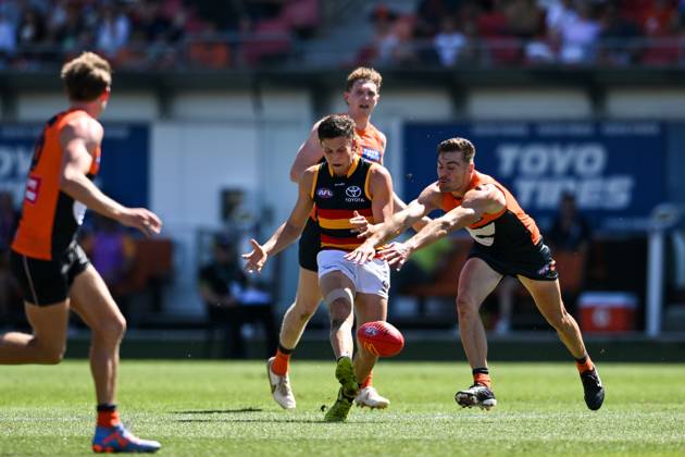 AFL GIANTS CROWS, Jake Soligo of the Adelaide Crows in action during ...