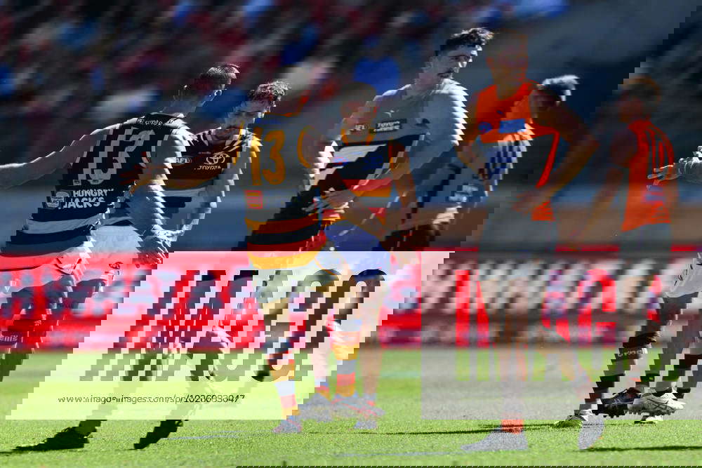 AFL GIANTS CROWS, Izak Rankine of the Adelaide Crows celebrates scoring ...