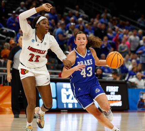 : Drake forward Grace Berg moves the ball during the NCAA, College ...