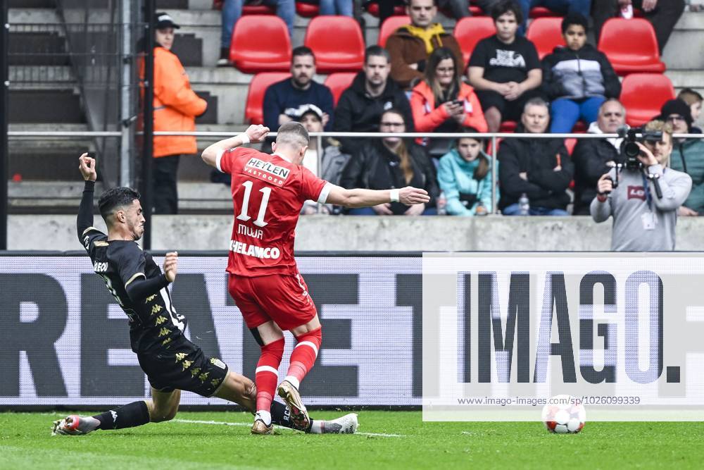Charleroi s Stelios Andreou and Antwerp s Arbnor Muja pictured in ...