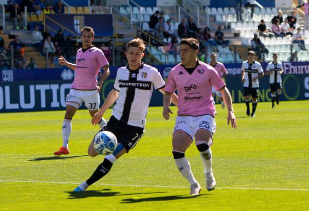 Alessio Buttaro and Adrian Benedyczak during Parma Calcio vs Palermo FC ...