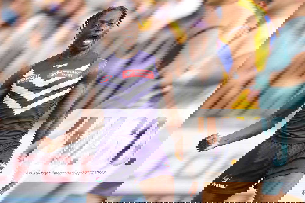 AFL DOCKERS EAGLES, Michael Frederick of the Dockers celebrates after ...