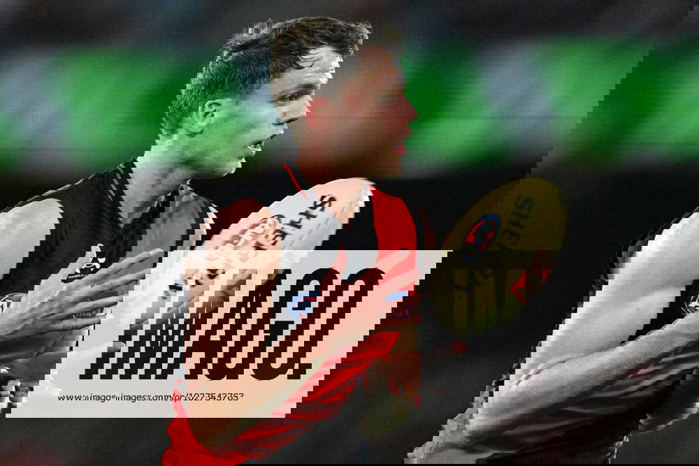 AFL BOMBERS GIANTS, Jordan Ridley of Essendon marks the footy during ...