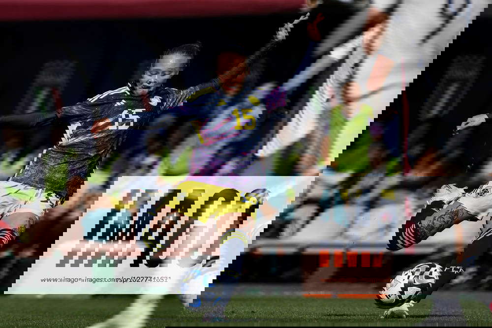 Ana Maria Guzman of Colombia in action during the friendly football ...