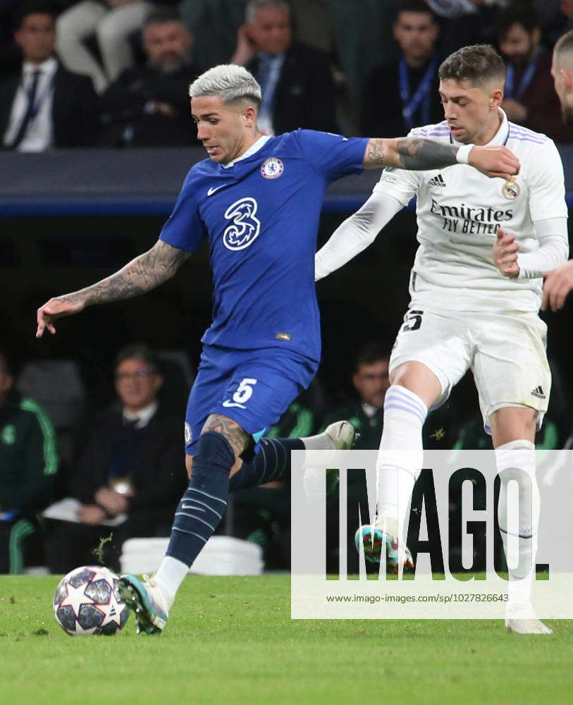 Enzo Fernandez of FC Chelsea and Federico Valverde of Real Madrid ...