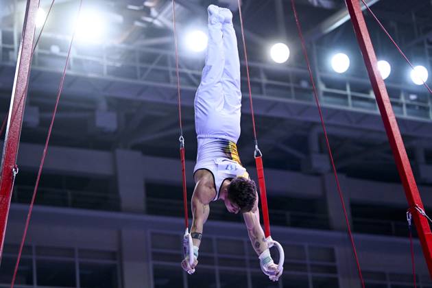 Belgian gymnast Victor Martinez Marechal pictured in action during the ...