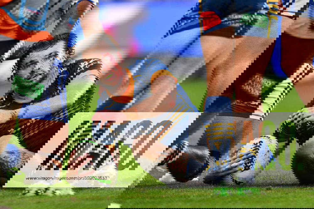 NRL EELS BULLDOGS, Clinton Gutherson of the Eels with blood on his face ...