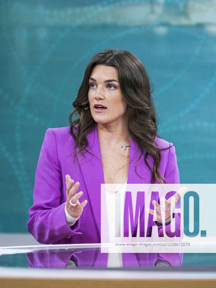 230425 Saga Fredriksson in the Viaplay studio on April 25, 2023 in ...