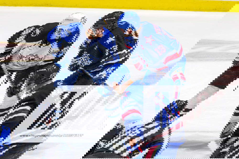 April 28, 2023: Rochester Americans forward Linus Weissbach (13) and ...