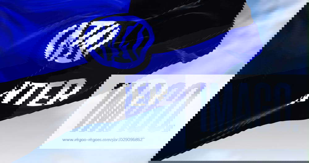 The flag of Inter Football Club waving in the wind Milan, Italy, July ...