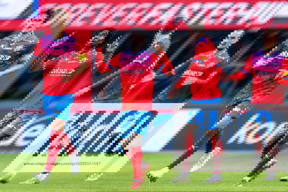 230502 Helsingborgs Benjamin Acquah celebrates after 1 1 during the ...