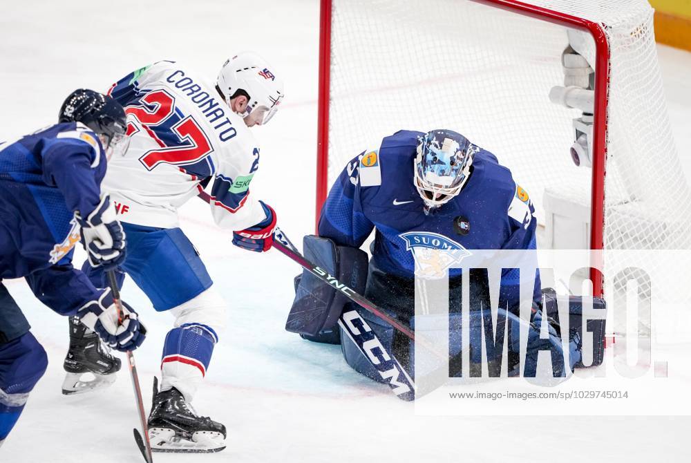 Matt Coronato 27, USA and Emil Larmi 33, FIN during the 2023 IIHF Ice ...
