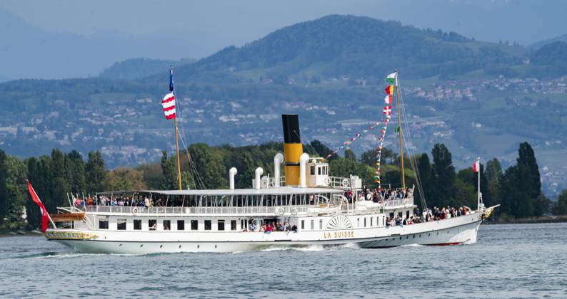 Switzerland: CGN Naval Parade - 150 years Morges Switzerland, 05 14 ...