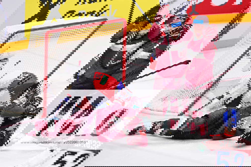 From right Martins Dzierkals, Janis Jaks, celebrate goal during the ...