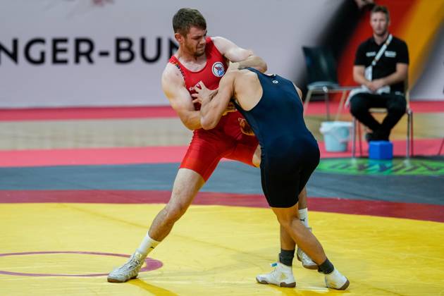 Jan Schwab KSV Rimbach, red in action, fighting, fighting in the ...