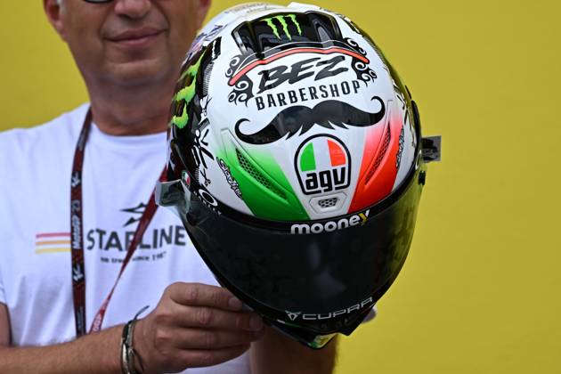 The helmet for Mugello of italian rider Marco Bezzecchi of Mooney VR46 ...
