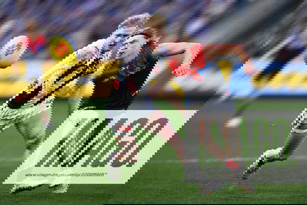 AFL BIG FREEZE, Charlie Spargo of Melbourne (right) and John Noble of ...