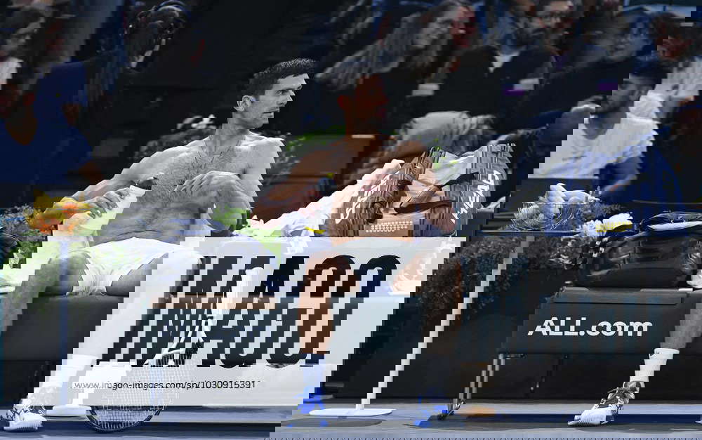 Holger Rune Wins The Rolex Paris Masters Novak Djokovic of Serbia shirtless (bare-chested, naked