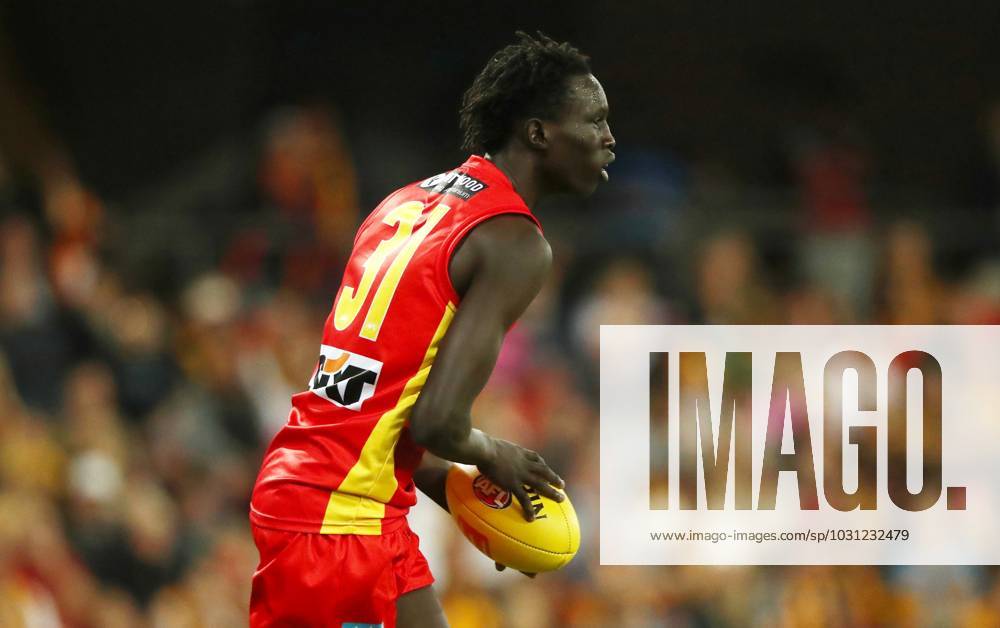AFL SUNS HAWKS, Mac Andrew of the Suns in action during the AFL Round ...