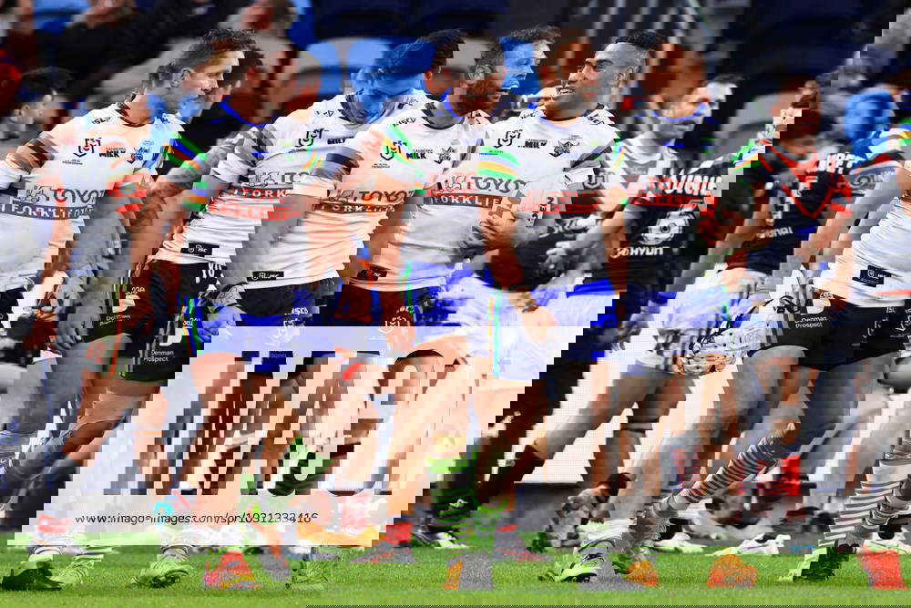 NRL ROOSTERS RAIDERS, Raiders celebrates the try of Albert Hopoate (R ...