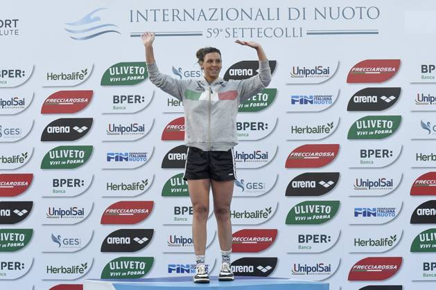 Sara Franceschi of Italy celebrates after compete in the 200m ...