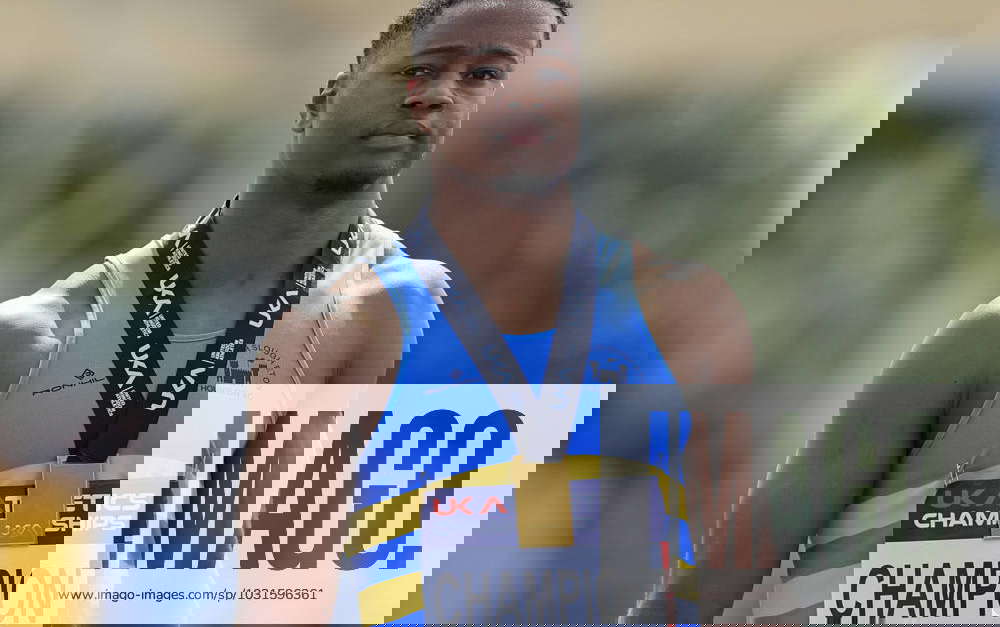 UK Athletics Championships Tade Ojora with his gold medal after winning ...
