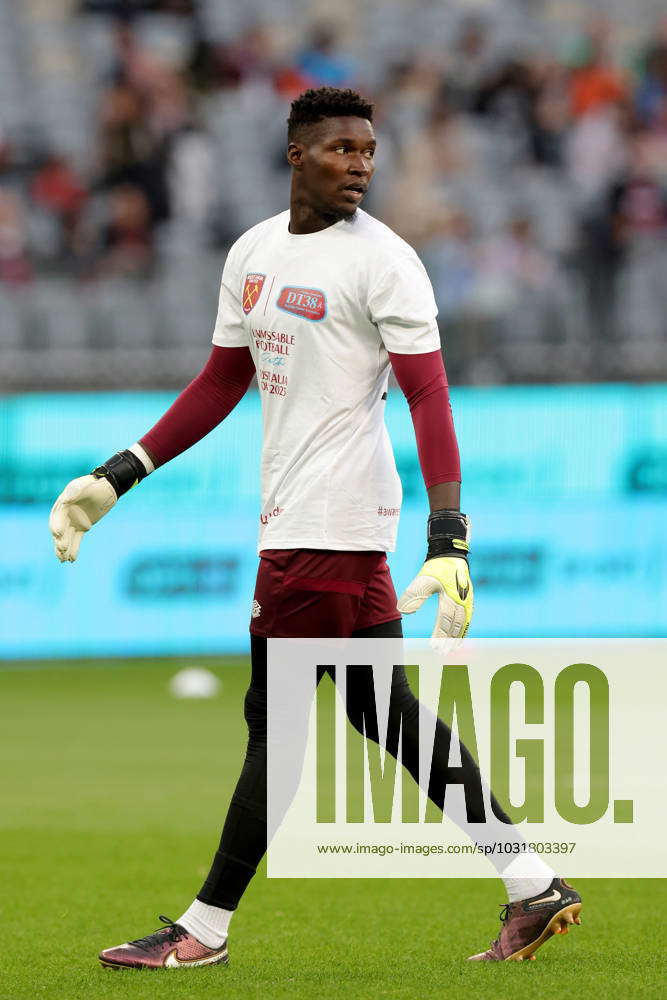SOCCER WEST HAM GLORY, Joseph Anang of West Ham United is seen warming ...