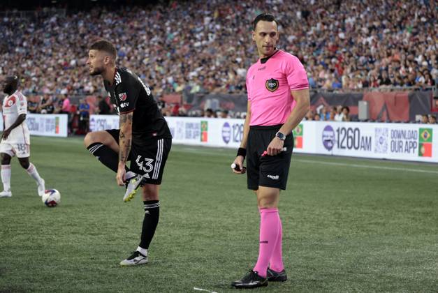 FOXBOROUGH, MA - JULY 30: Referee Ismir Pekmic during a match between ...