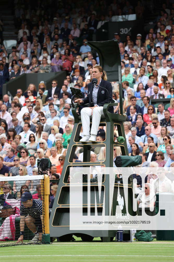 Louise Azemar Engzell in the umpire chair. Ons Jabeur versus Marketa ...