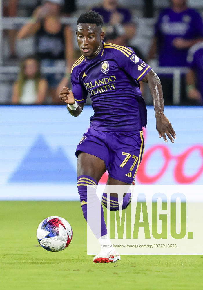 ORLANDO, FL - JULY 21: Orlando City forward Ivan Angulo (77) brings the ...