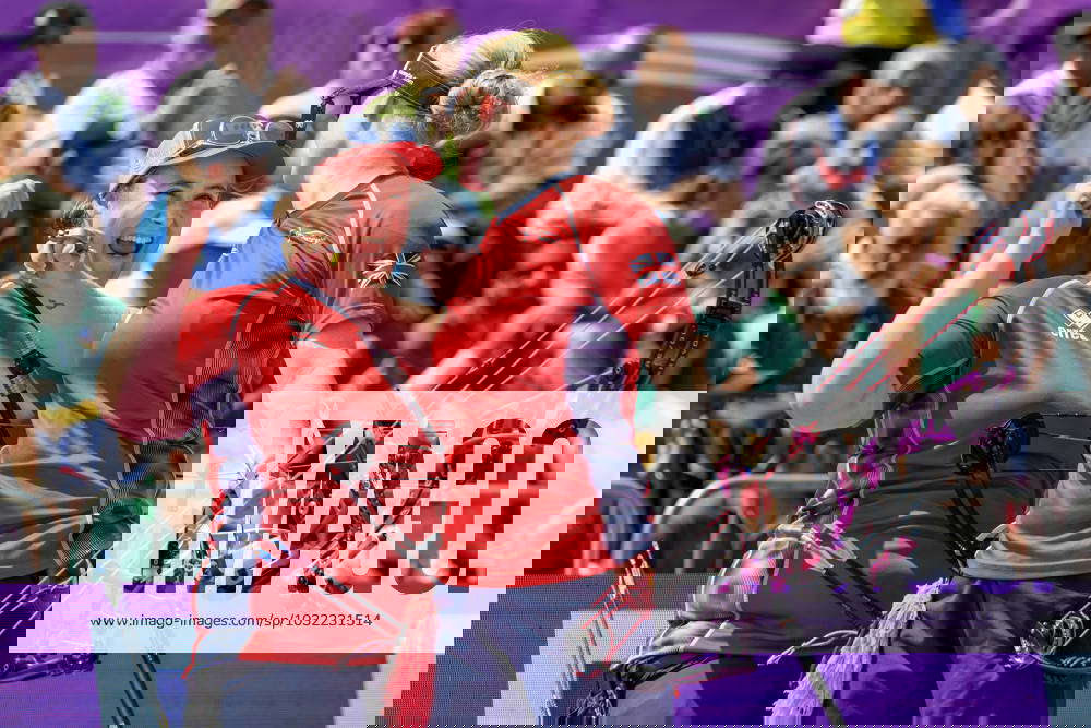 Phoebe Paterson Pine, left, and Jodie Grinham of Britain celebrate ...