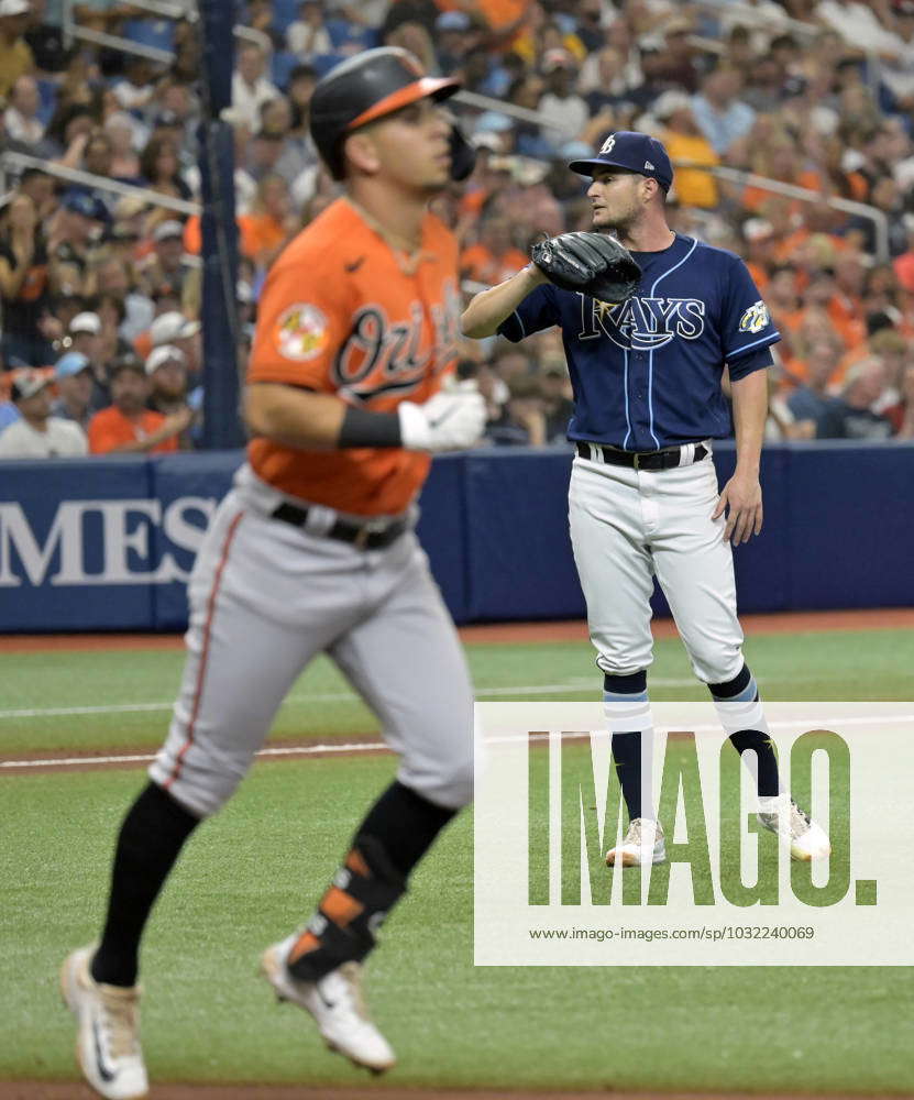 Tampa Bay Rays starter Shane McClanahan (R) waits for the ball after ...