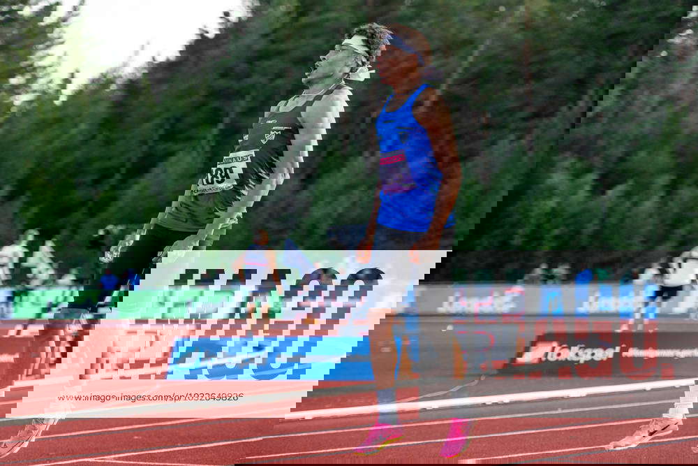 Isak Hughes, IFK Växjö, celebrates after competing in the mens 100m ...