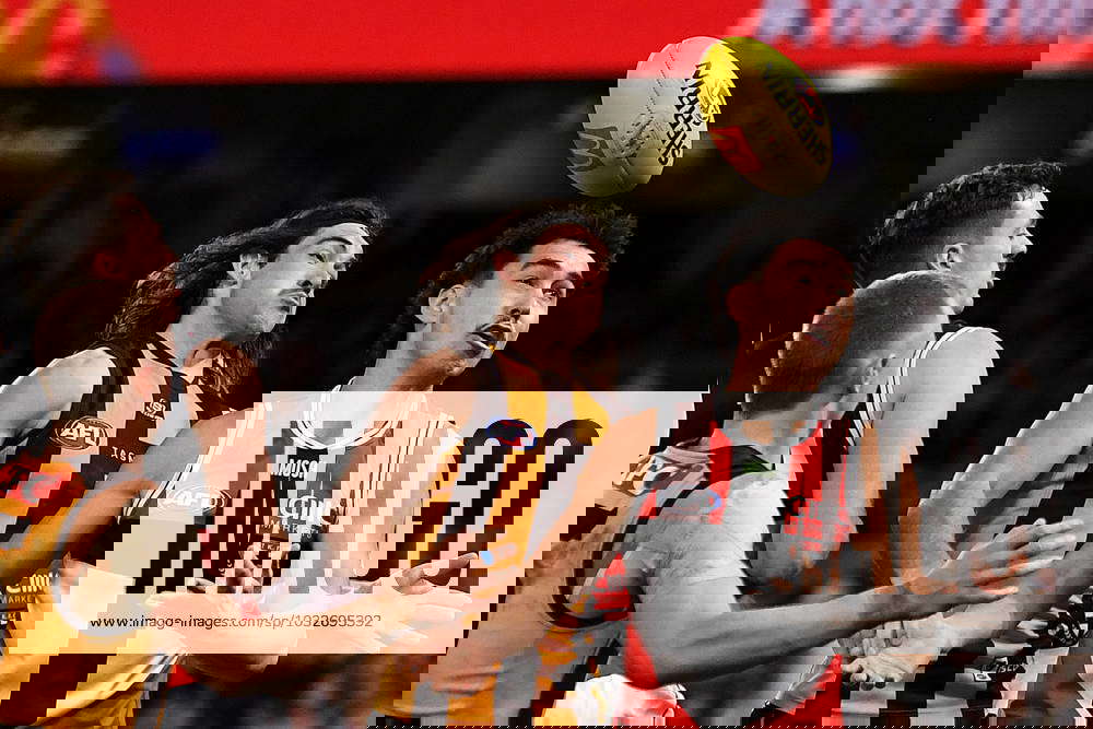 AFL HAWKS SAINTS, Mitch Owens of the Saints looks towards the ball ...