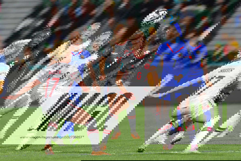 WWC23 HAITI DENMARK, Batcheba Louis of Haiti heads the ball during the ...