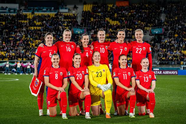 The starting eleven of Norway pose for a team photo ahead of the FIFA ...