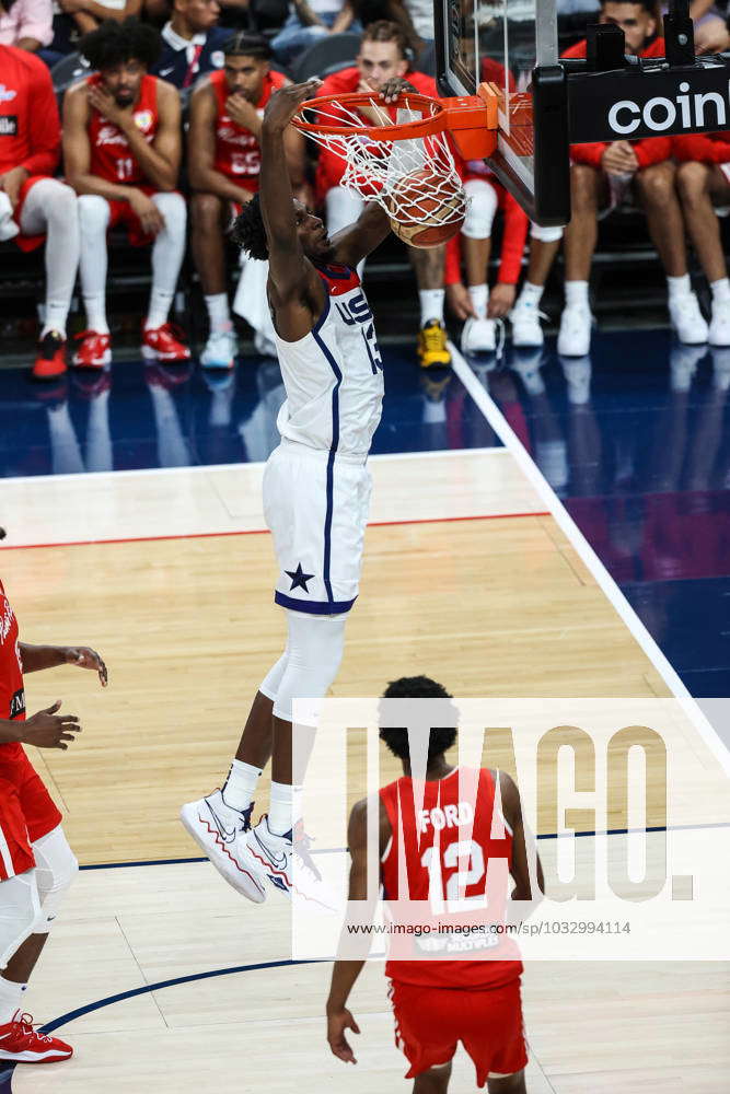 : USA center Jaren Jackson Jr. dunks the ball during the second half of ...
