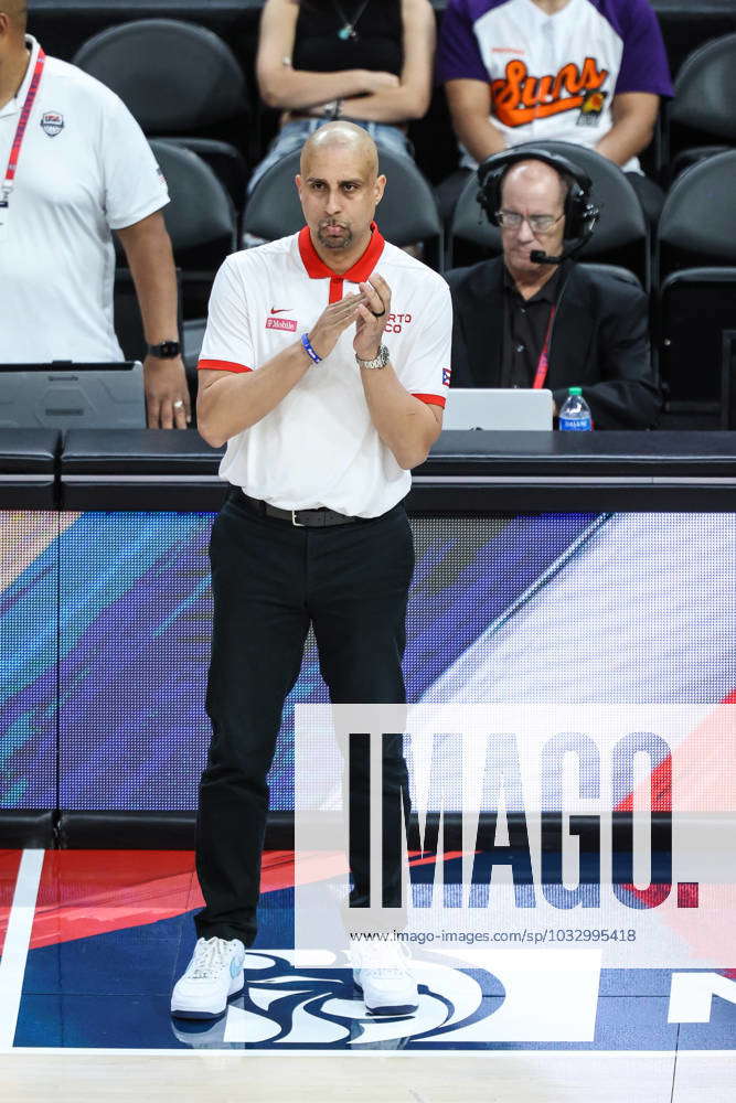 August 7, 2023: Puerto Rico head coach Nelson Colon on the court prior ...