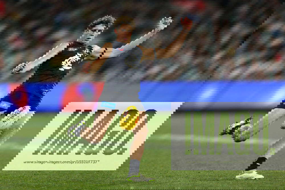 AFL BLUES DEMONS, Charlie Curnow of the Blues kicks the ball during the ...