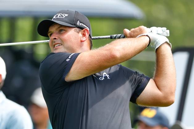 BEDMINSTER, NJ - AUGUST 09: Patrick Reed of Aces tees off at the 15th ...