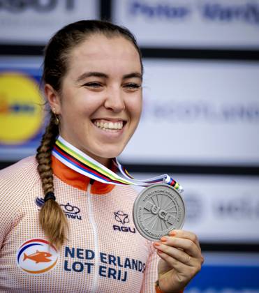 GLASGOW - Shirin van Anrooij with her silver medal during the medal ...