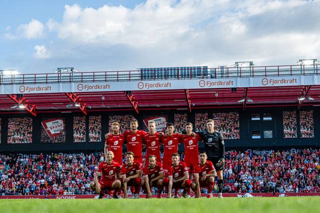 The starting eleven of Brann, from the top left Sivert Heltne Nilsen ...