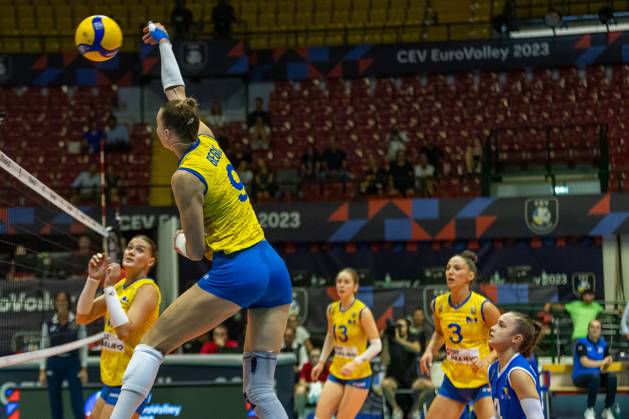 Spike of BEGIC Edina during CEV EuroVolley 2023 - Women - Switzerland ...