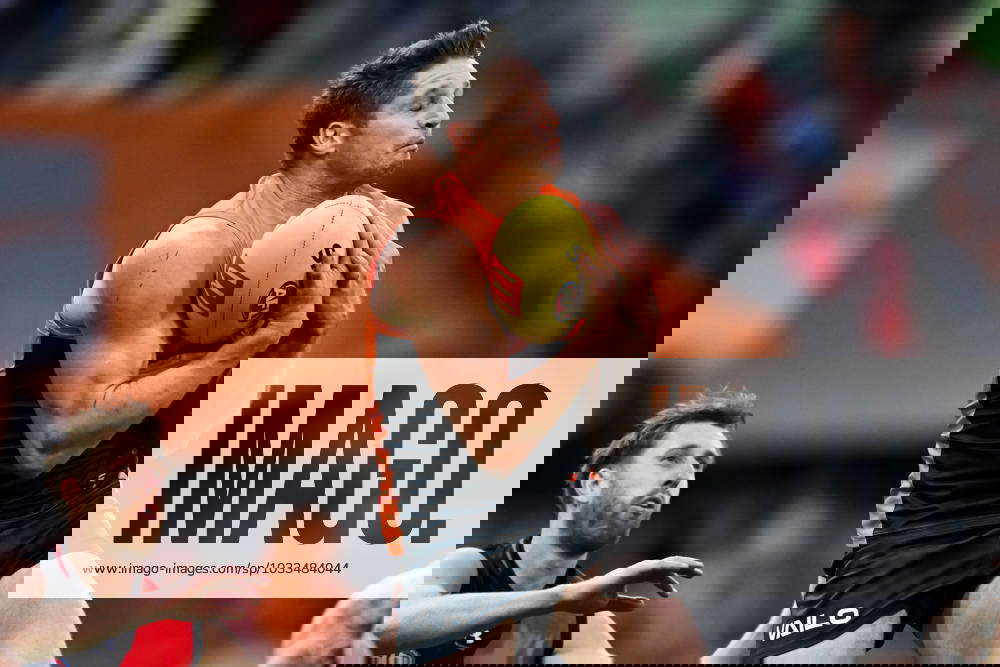 AFL GIANTS BOMBERS, Jesse Hogan of the GWS Giants takes a mark during ...