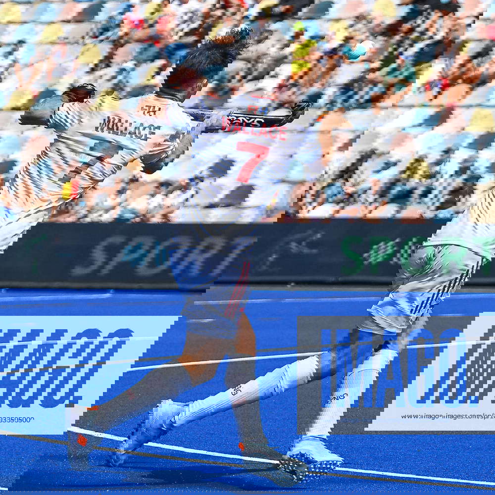 Zach Wallace England, 07 takes the ball in the air with his strike ...