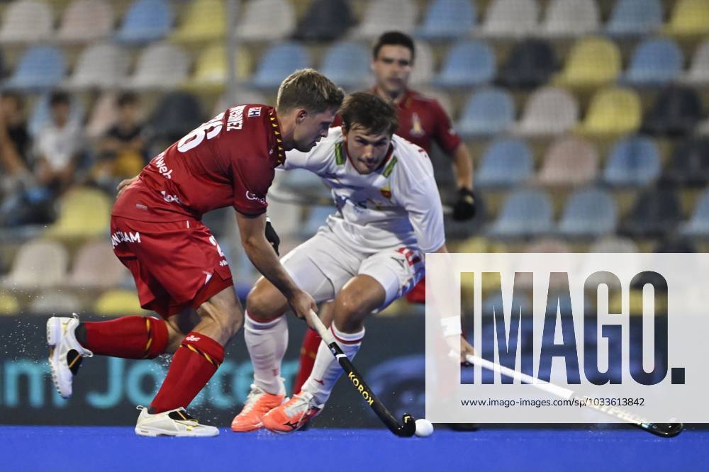 Belgium s Victor Wegnez and Spain s Joaquin Menini pictured in action ...