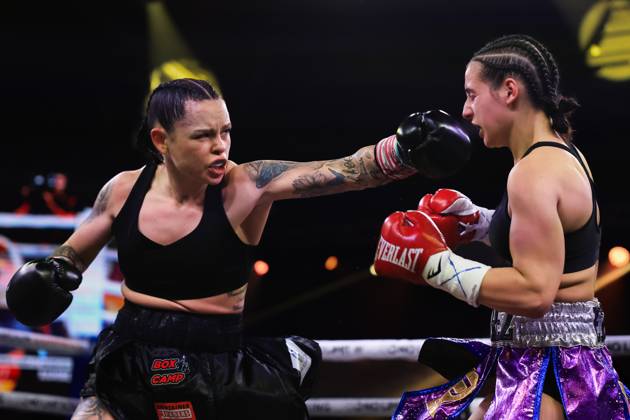 BOXING TSZYU BRUBAKER, Amber Wright throws a punch during the boxing ...